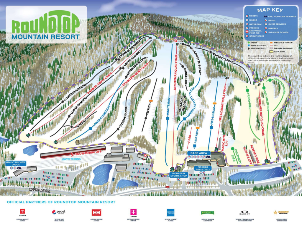 Roundtop Mountain Resort Ski Map - Ski Map Master