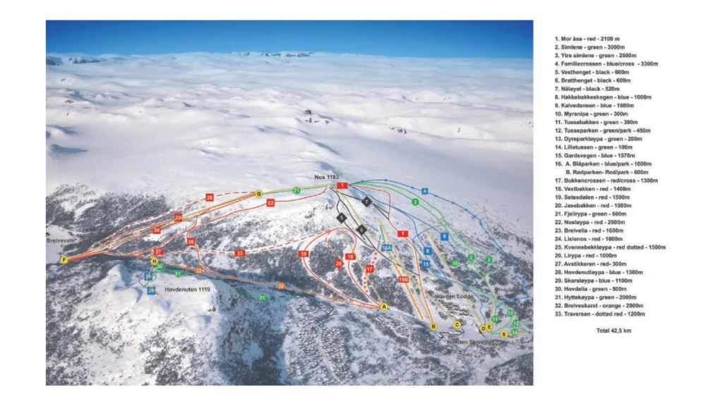 Hovden Ski Map - Ski Map Master